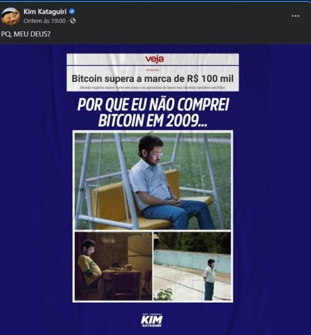 Kim Kataguiri posta MEME com preço do Bitcoin - Livecoins
