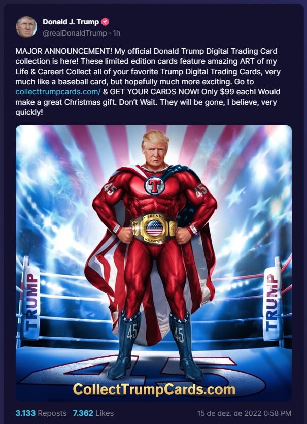 Após criticar criptomoedas, Donald Trump lança coleção de NFT - Livecoins