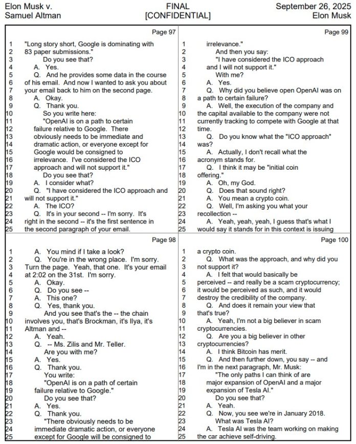Elon Musk criticizes OpenAI's ICO plan and praises Bitcoin in lawsuit ...